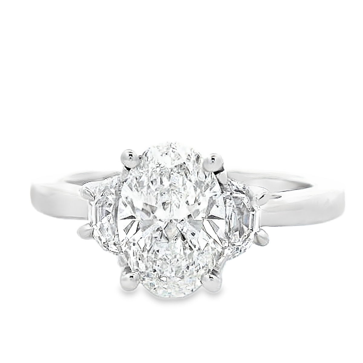 Lab Diamond 2.00ct Oval Engagement Ring with Half Moon Sides ...
